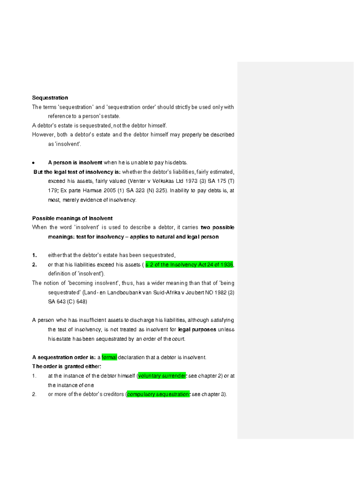 Test 1 notes - Sequestration The terms ‘sequestration’ and ...