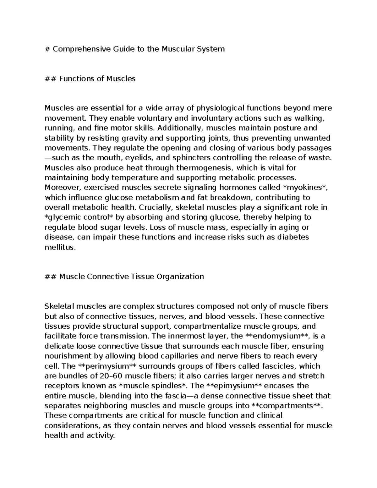 Comprehensive Guide to the Muscular System: Structure & Function - Studocu