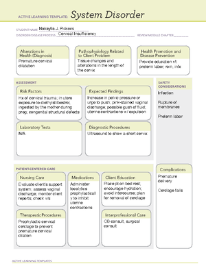 System disorder gestational template - ACTIVE LEARNING TEMPLATES ...