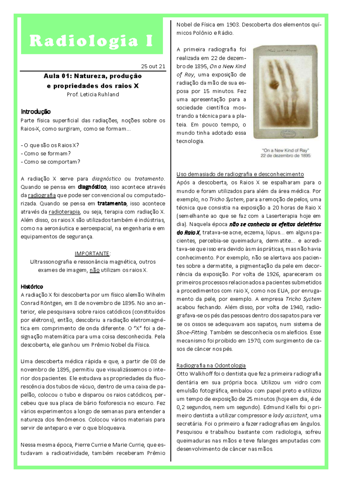 Apostila de Radiologia I: Propriedades e Processamento dos Raios X ...