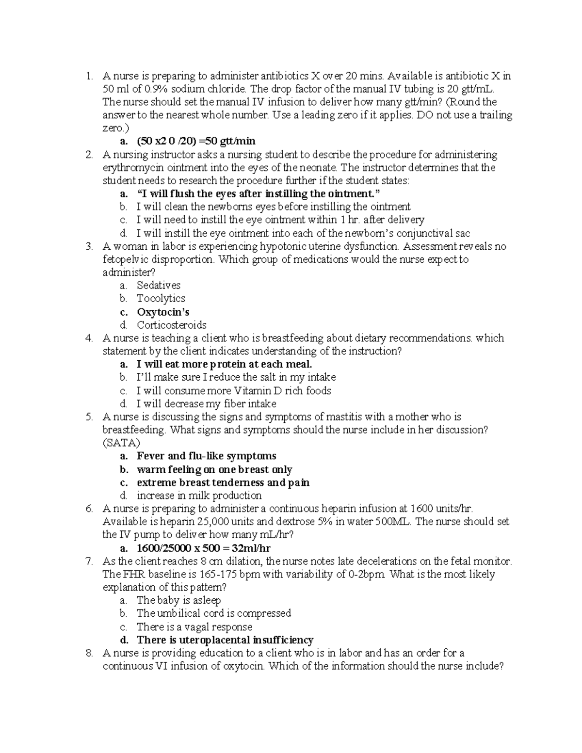MN Nursing Final Exam Study Guide: Nursing Concepts & Procedures - Studocu