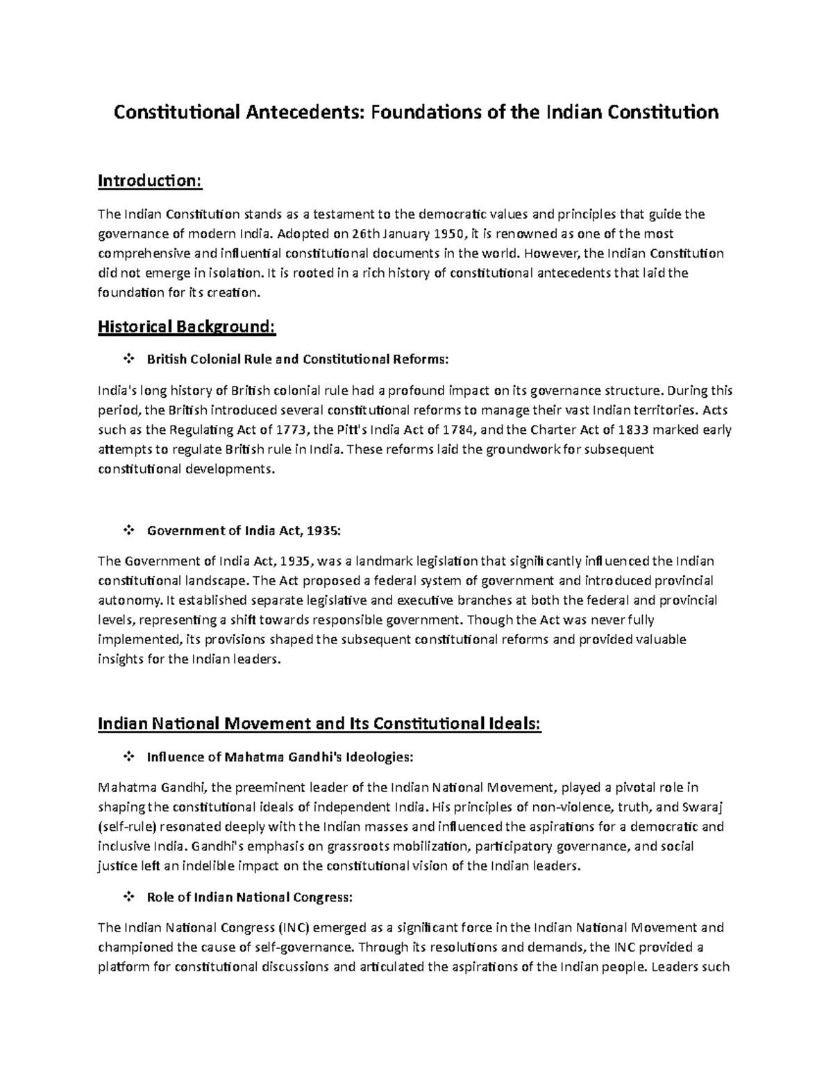 Constitutional Antecedents: Foundations of the Indian Constitution ...