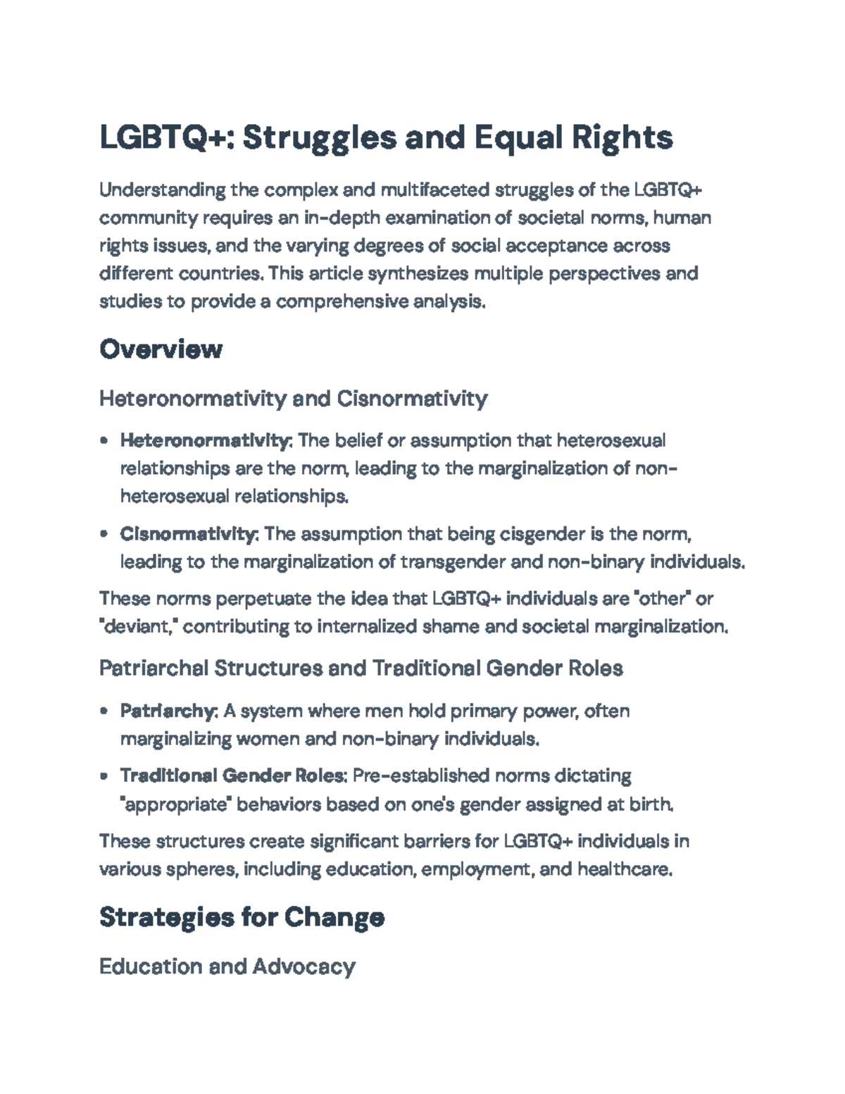 LGBTQ+ Rights: Struggles, Advocacy, and Social Acceptance Analysis ...