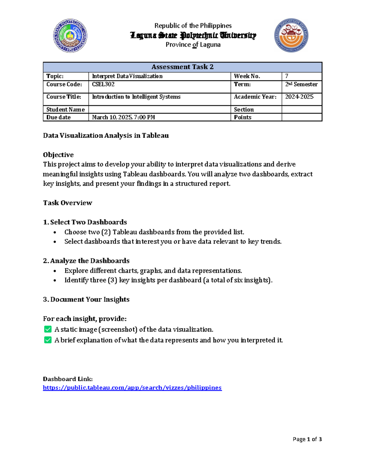 Assessment Task 2 - Interpret Data Visualization - Republic of the ...