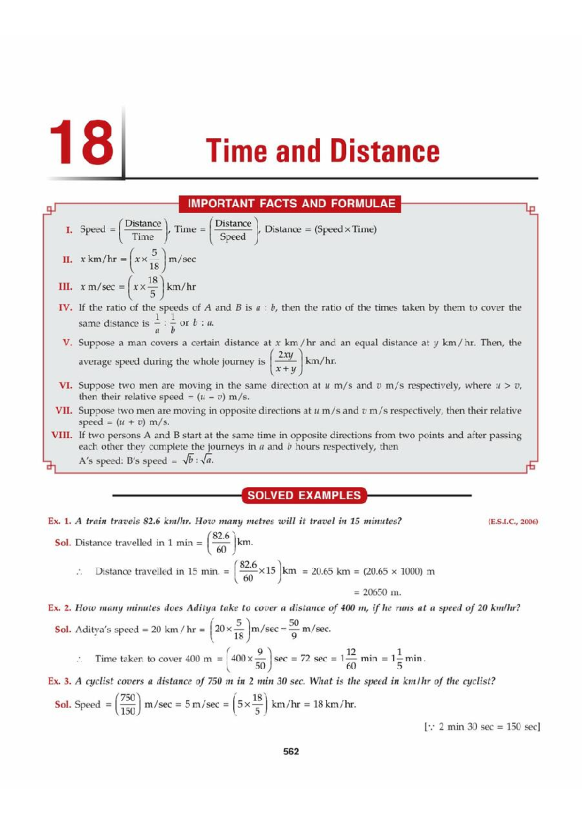 Time and Distance Formulas and Examples - Course Code: 18 - Studocu