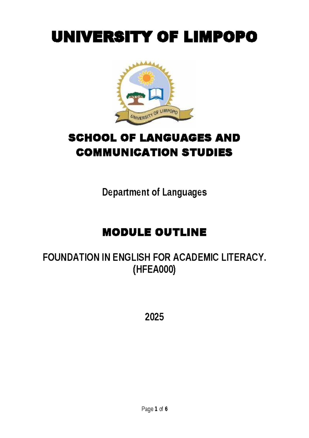 HFEA000 Foundation in English for Academic Literacy Module Outline 2025 ...