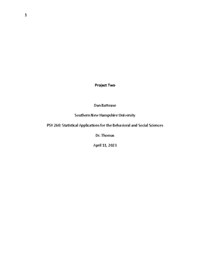 PSY260 Project Two Milestone - PSY 260 Project Two Milestone Sadie ...