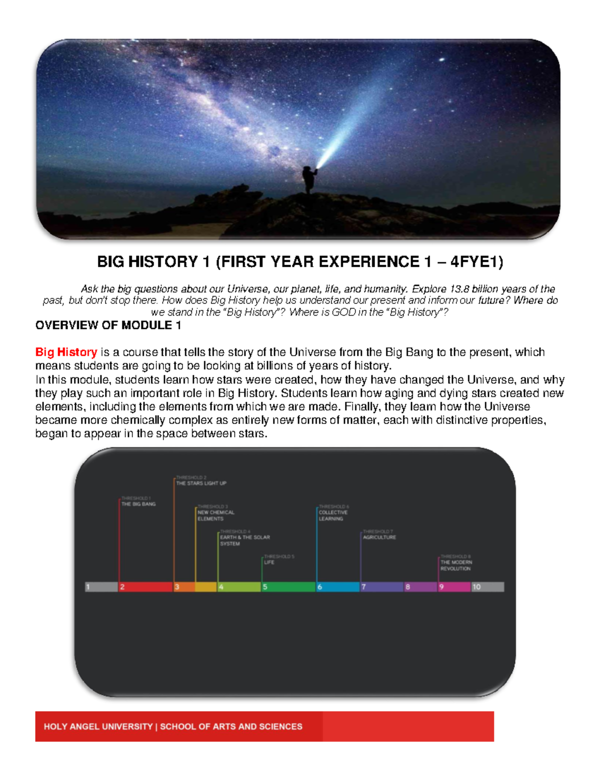 Lesson 1 Introduction to Big Hostory - BIG HISTORY 1 (FIRST YEAR ...