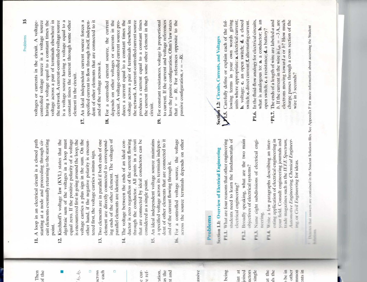 Assignment # 1 (3) - Practice problems - Problems 35 Then 11. A loop in an electrical circuit is ...