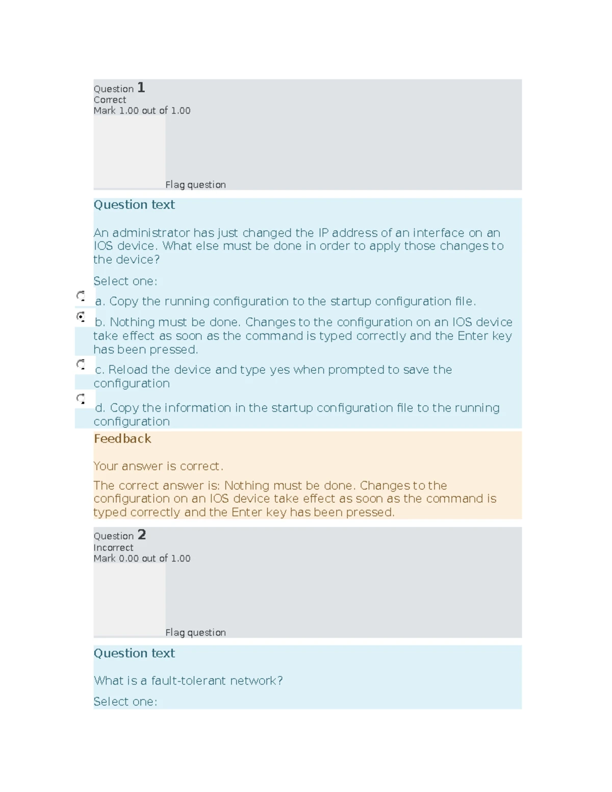 Exam 2020, questions and answers - Question 1 Correct Mark 1 out of 1 ...