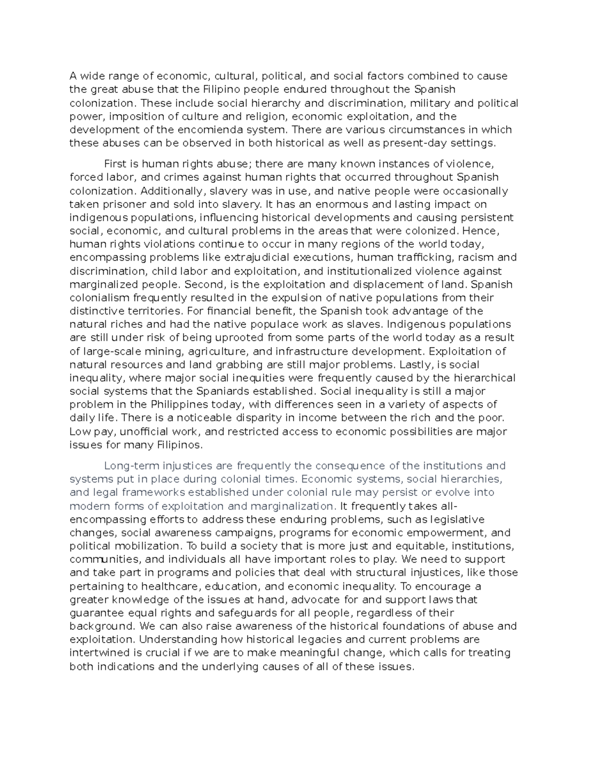 Spanish Colonization: Human Rights Violations & Social Inequality - Studocu