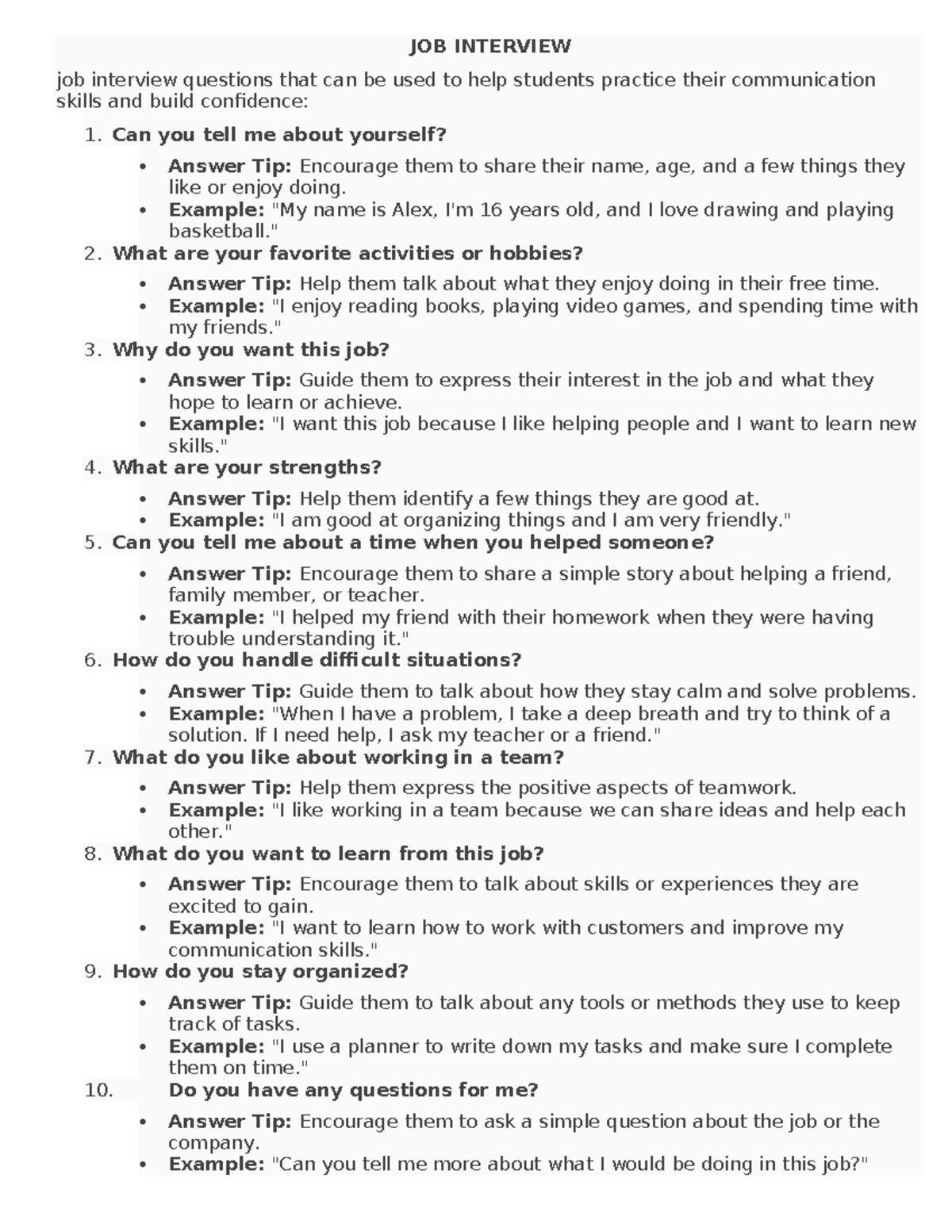 Job Interview Preparation Guide: Questions & Tips for Students - JOB ...