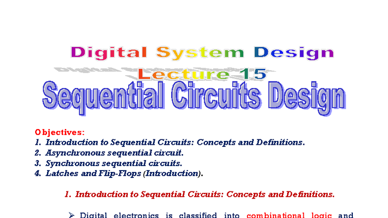 Combinational and Sequential Circuits: Concepts and Definitions - Studocu