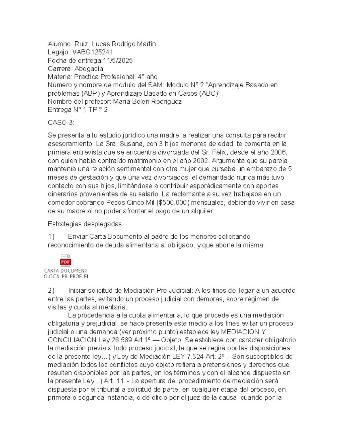 Tp 2 Pr Prof Final 082851 Caso De Mediación Y Alimentos En Divorcio