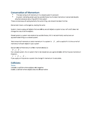 Momentum Conservation - Study Notes & Assignments - Studocu