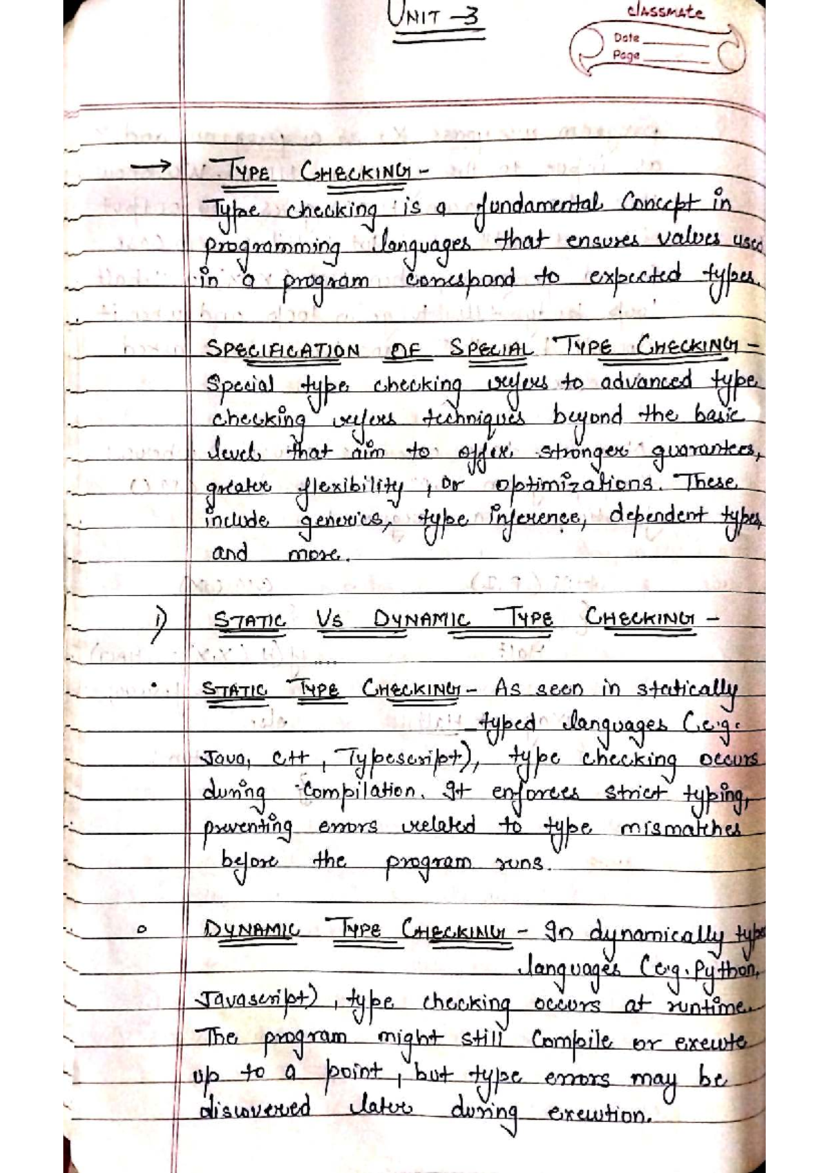 ATCD 3 & 4 - Type Checking and Storage Allocation Concepts - Studocu