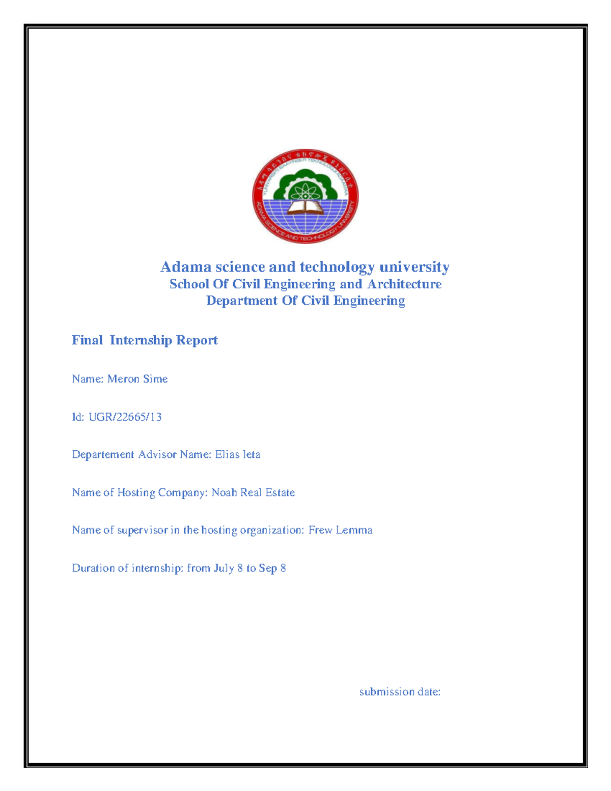 Final Internship Report - Civil Engineering ACG/301 - Studocu