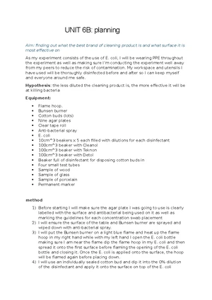 UNIT 6 assignment B - UNIT 6B: planning Aim: finding out what the best ...
