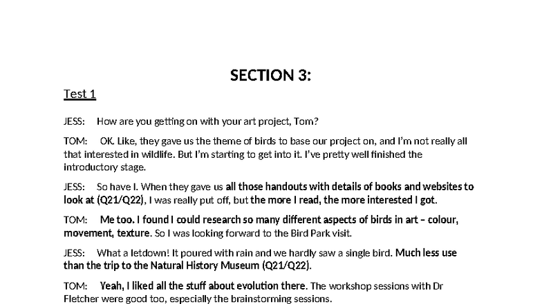 Section 3: Test 1 - Art Project Discussion and Insights (CAM 16) - Studocu
