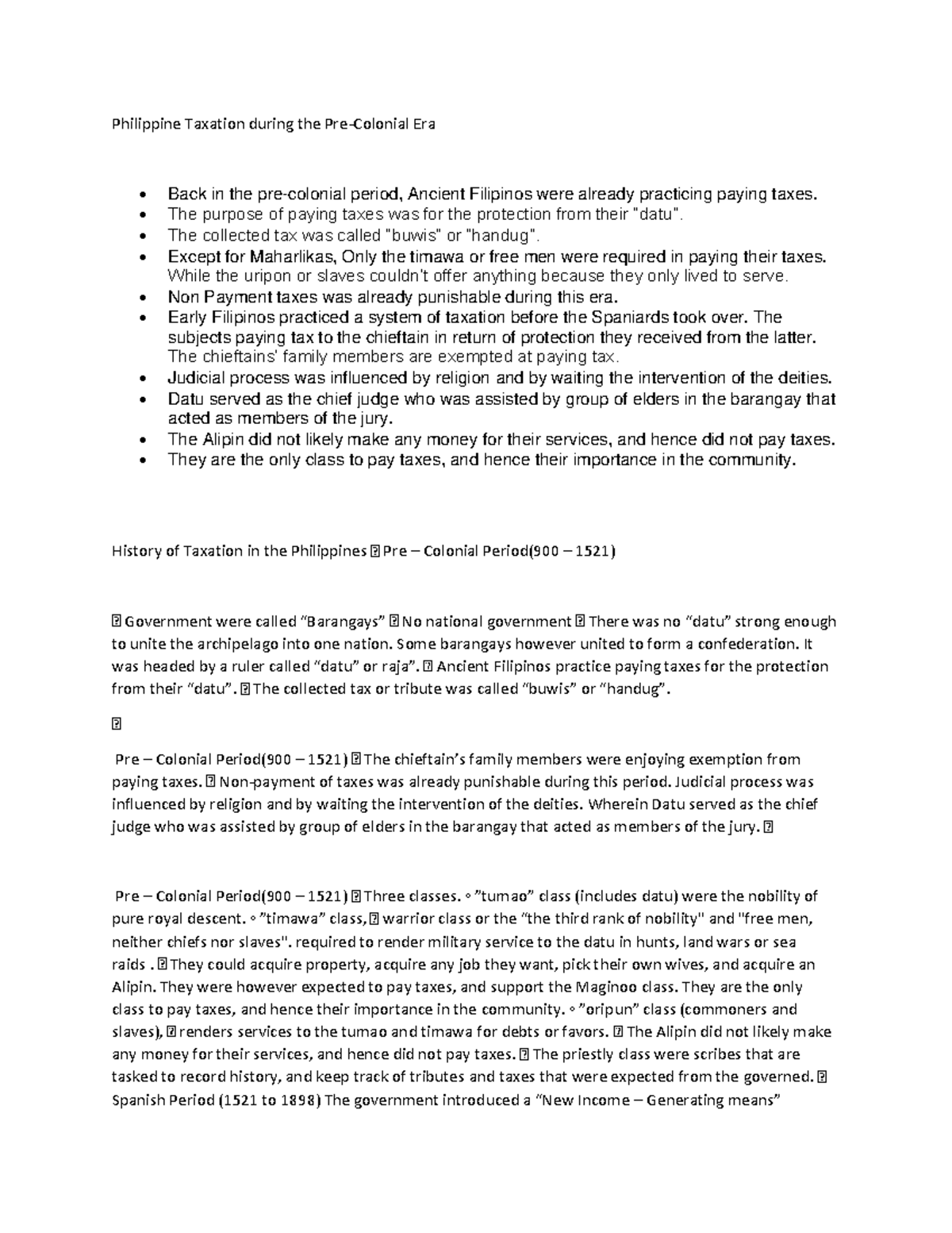 Philippine Taxation: Insights from Pre-Colonial to Spanish Era - Studocu
