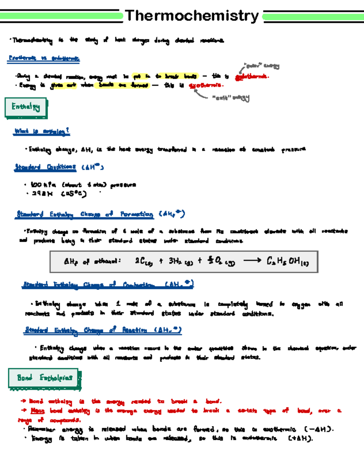 Thermochemistry Study Notes for CHEM 101 - Studocu