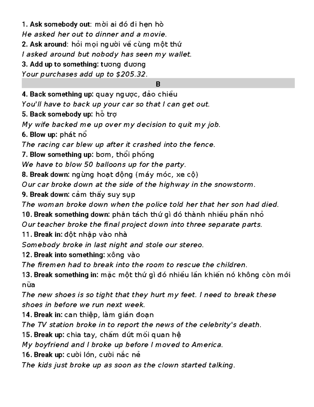 Phrasal Verbs: Comprehensive List and Definitions for Study - Studocu