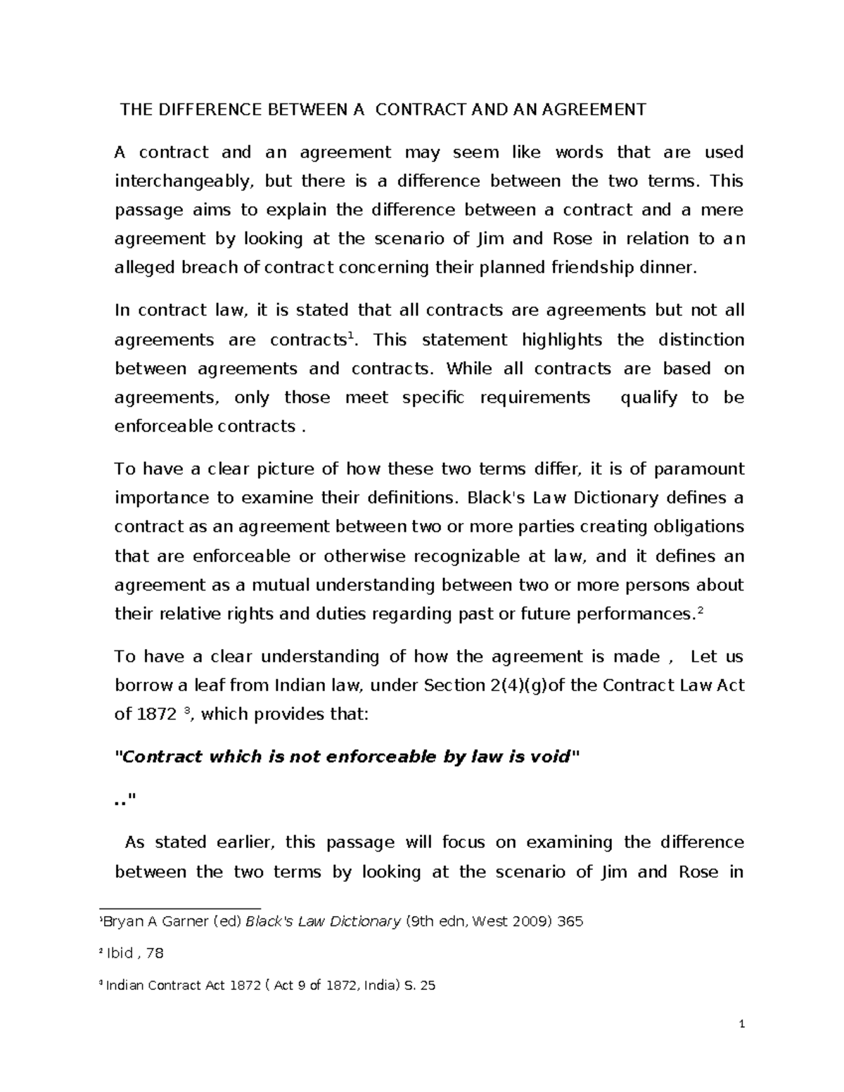 Contract Law Assignment: Distinguishing Between Contracts and ...