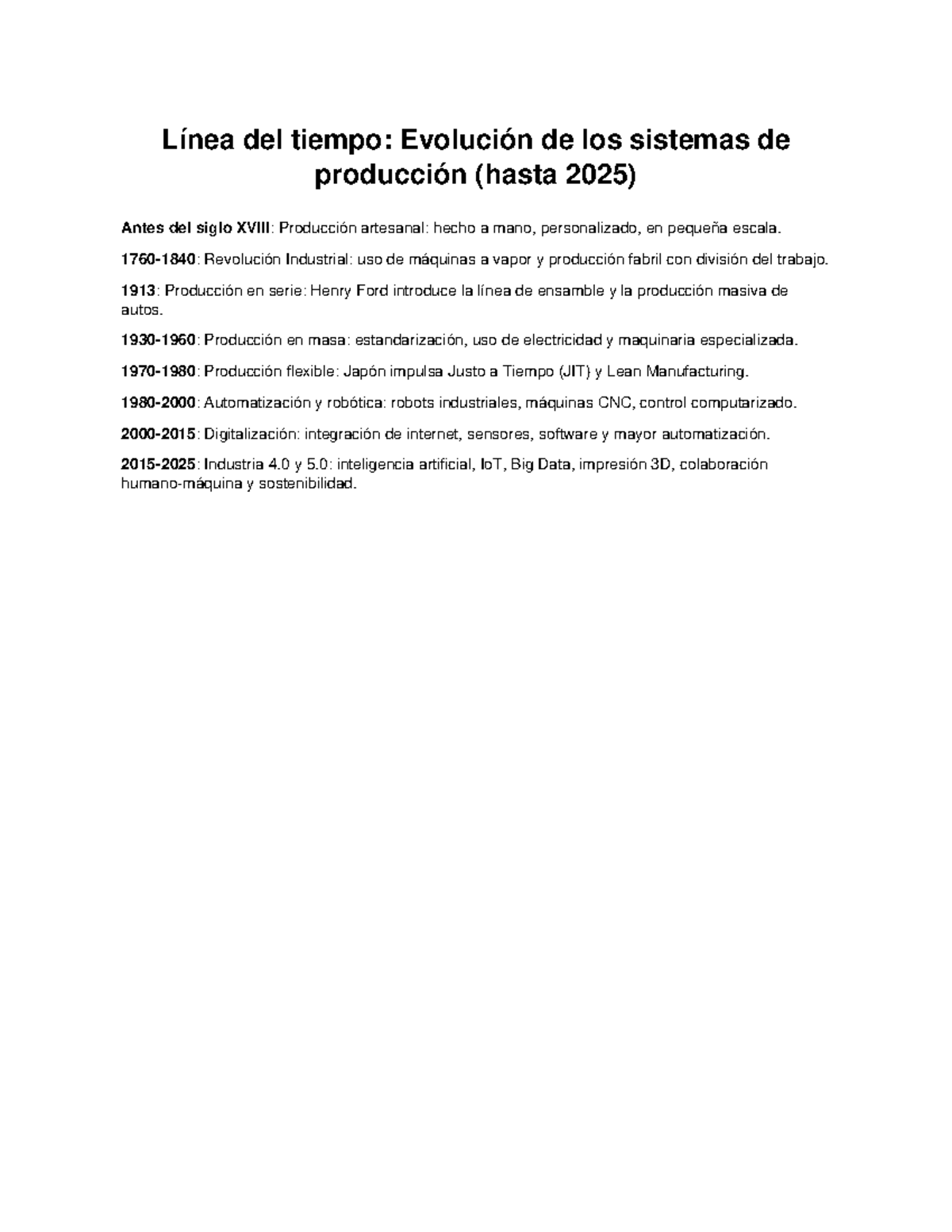 Línea Del Tiempo Evolución De Sistemas De Producción Hasta 2025 Studocu