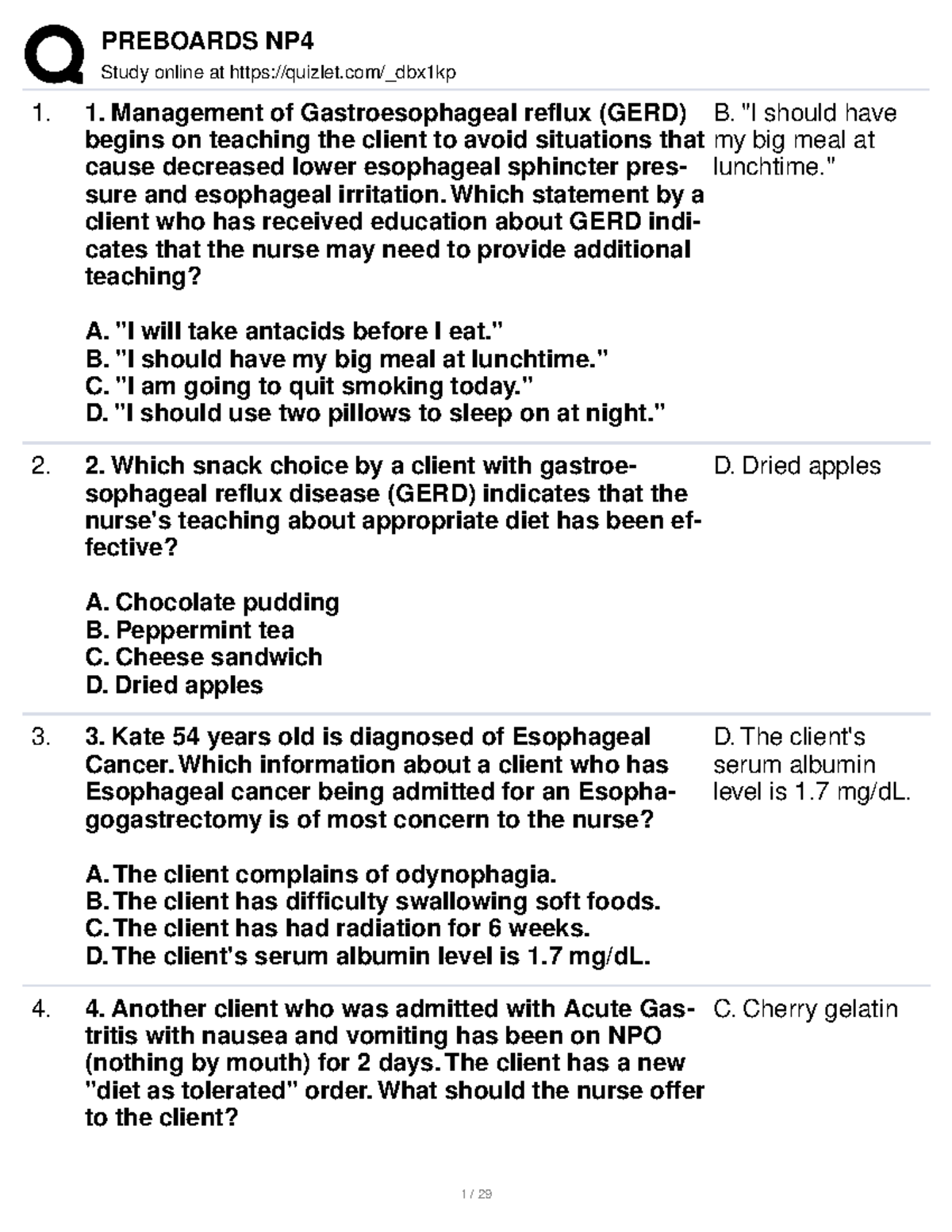 NP4: Nursing Study Guide for Gastroesophageal and Cancer Care - Studocu