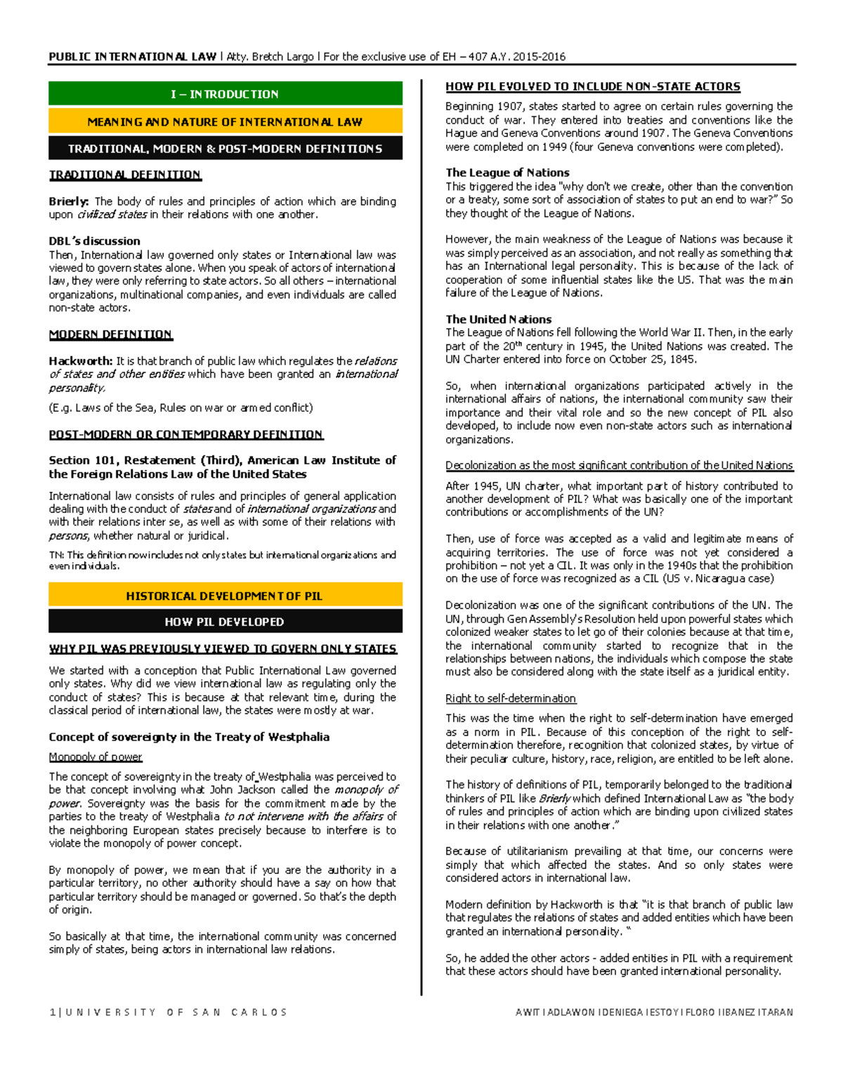 PIL-Midterm - PIL - TRADITIONAL DEFINITION Brierly: The body of rules ...