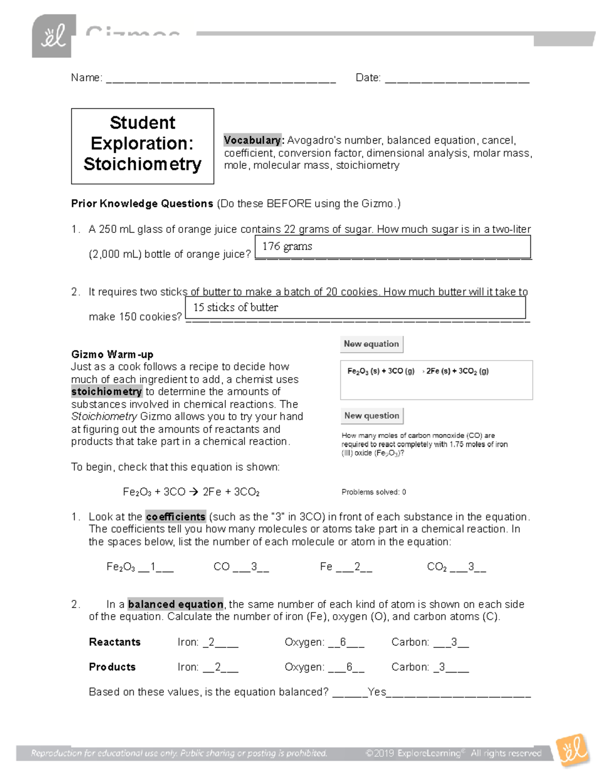 Exploring Stoichiometry Concepts: Student Guide for CHEM 101 - Studocu