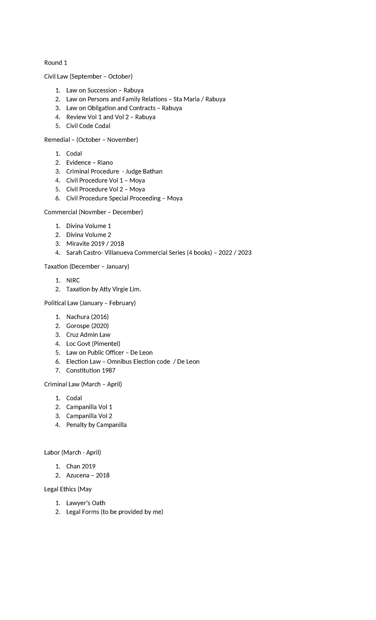 2025 Bar Exam Reviewer: Comprehensive Study Guide by Subject - Studocu