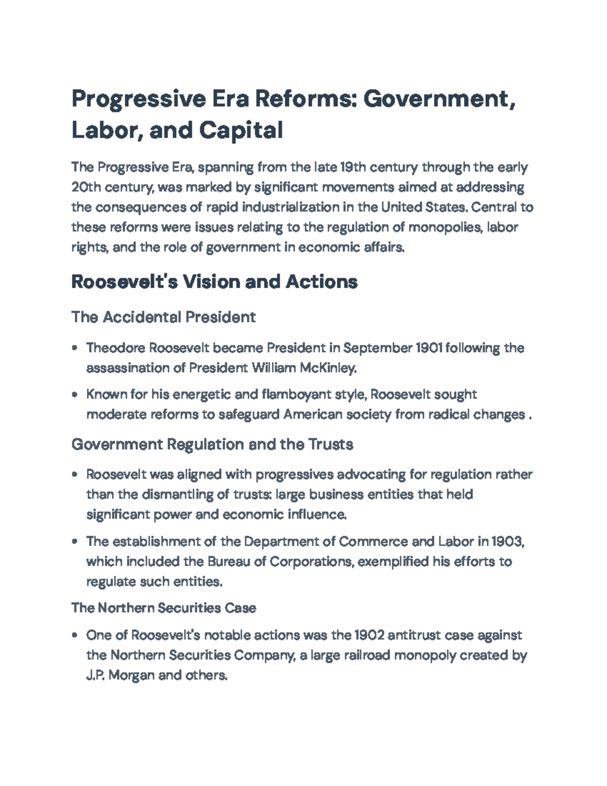 Progressive Era Reforms: Government, Labor, and Capital (History 101 ...