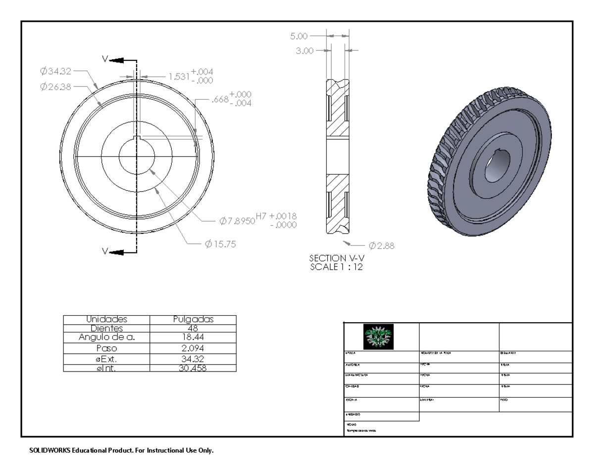 Hoja para planos X - Plano de un engrane - Ingeniería De Manufactura Ii ...