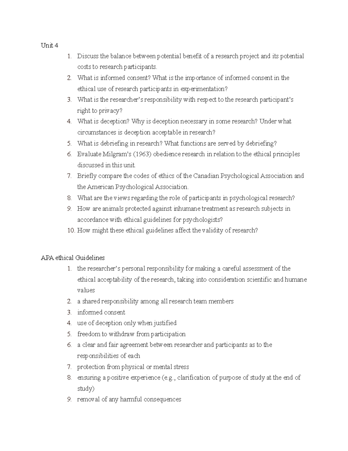 Research Methods Units 4-6: Ethics in Research Practices - Studocu