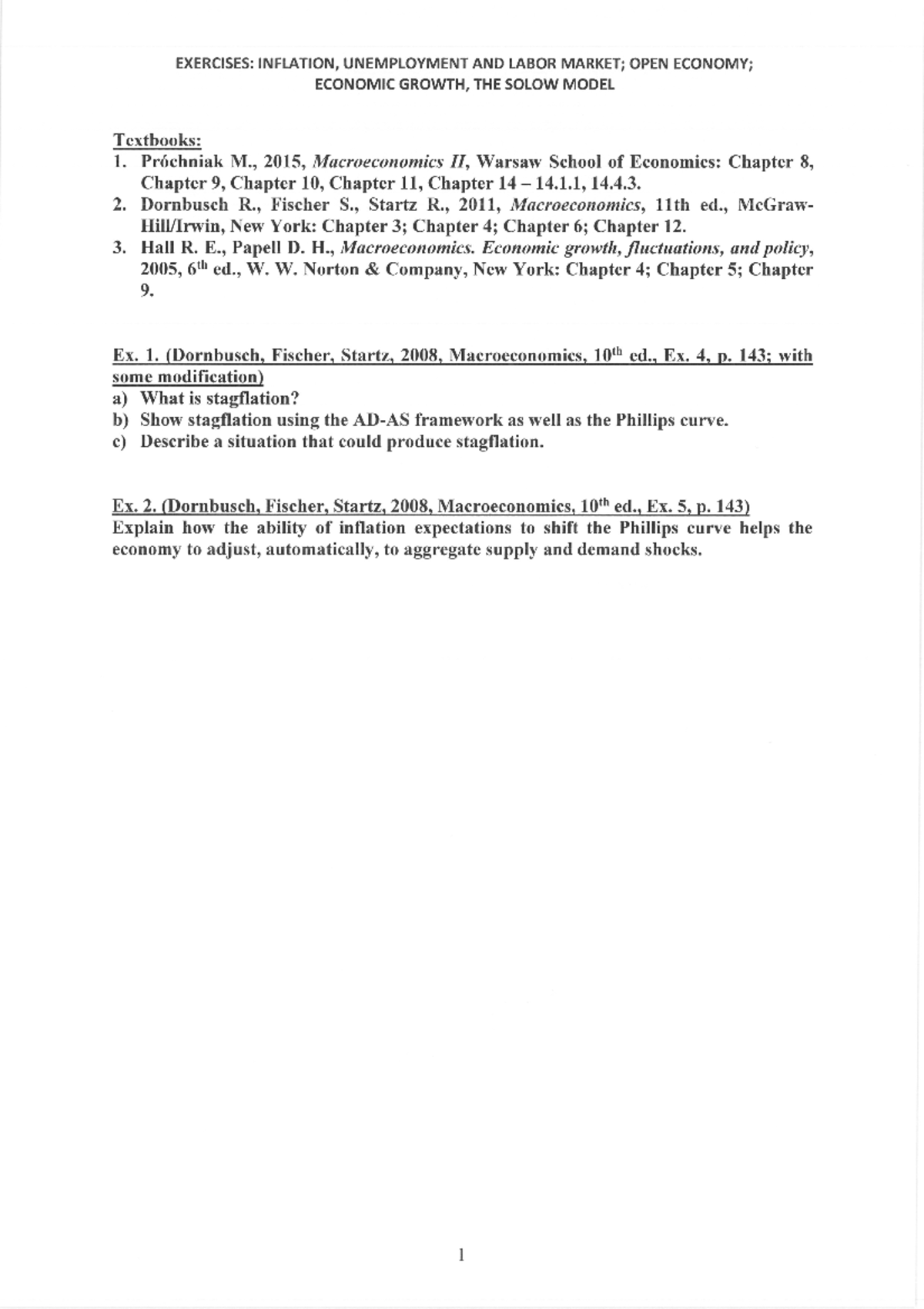Exercises of Macroeconomics - Economics - Studocu
