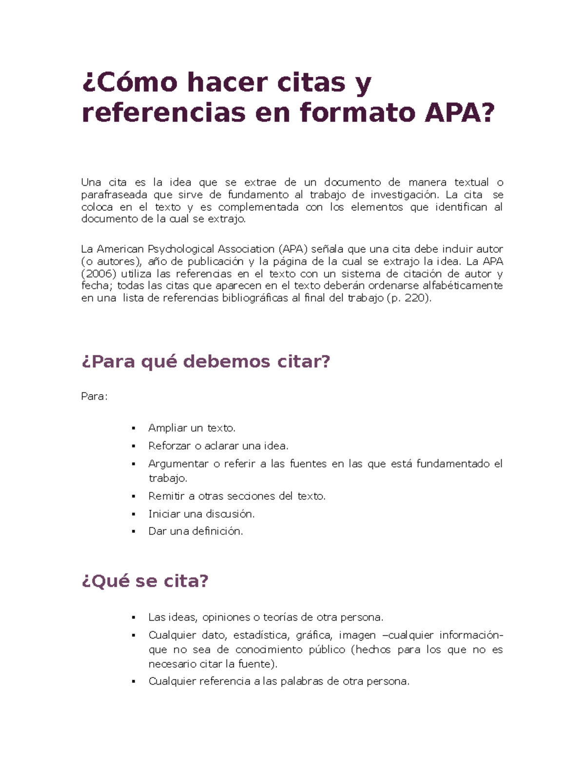 Cómo hacer citas y referencias en formato APA - ¿Cómo hacer citas y ...
