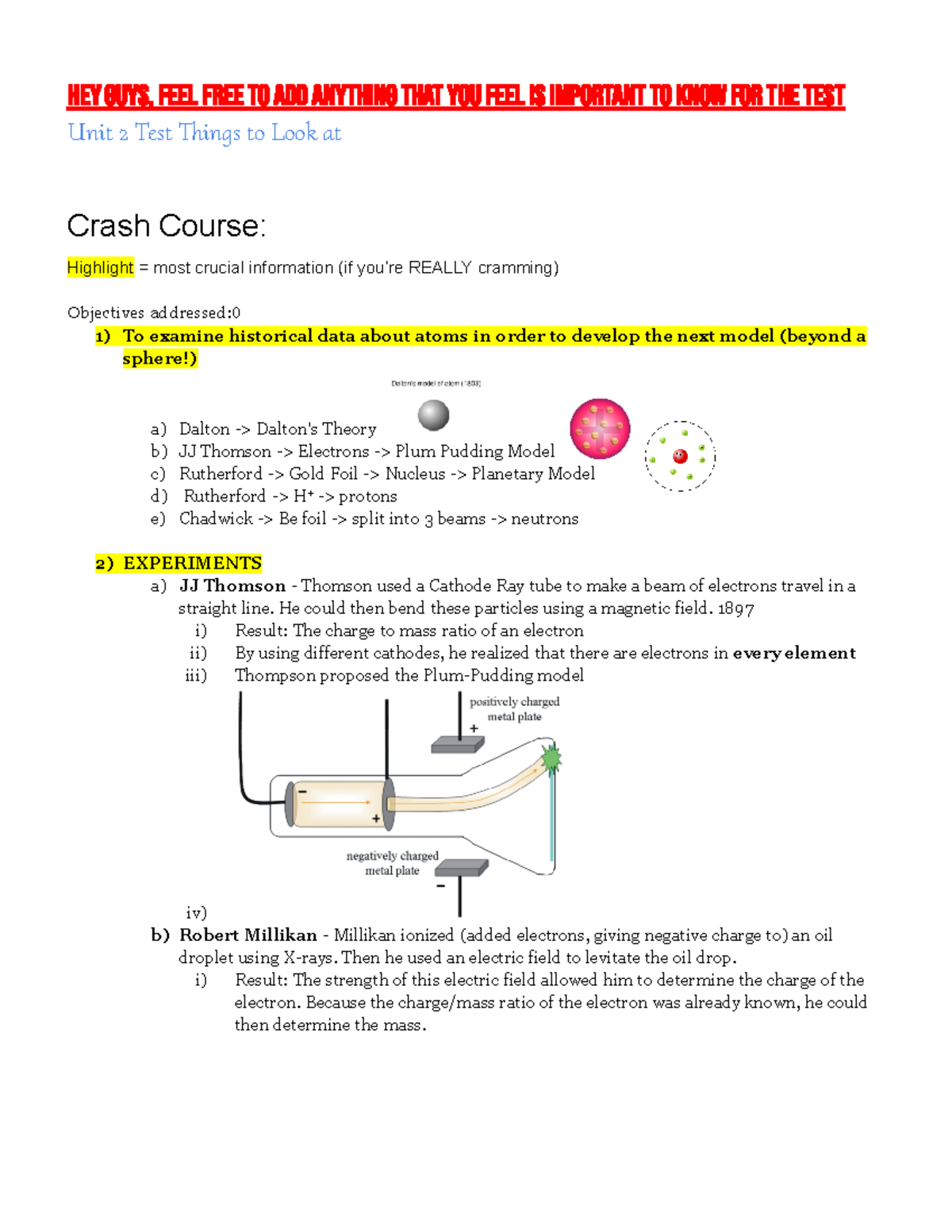 Unit 2 Test Study Guide: Key Concepts and Important Experiments - Studocu