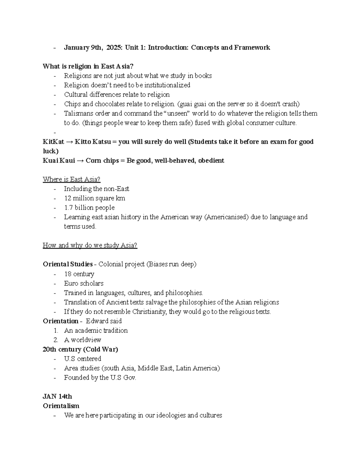 Religion 253: Class Notes on East Asian Religions and Cultures - Studocu