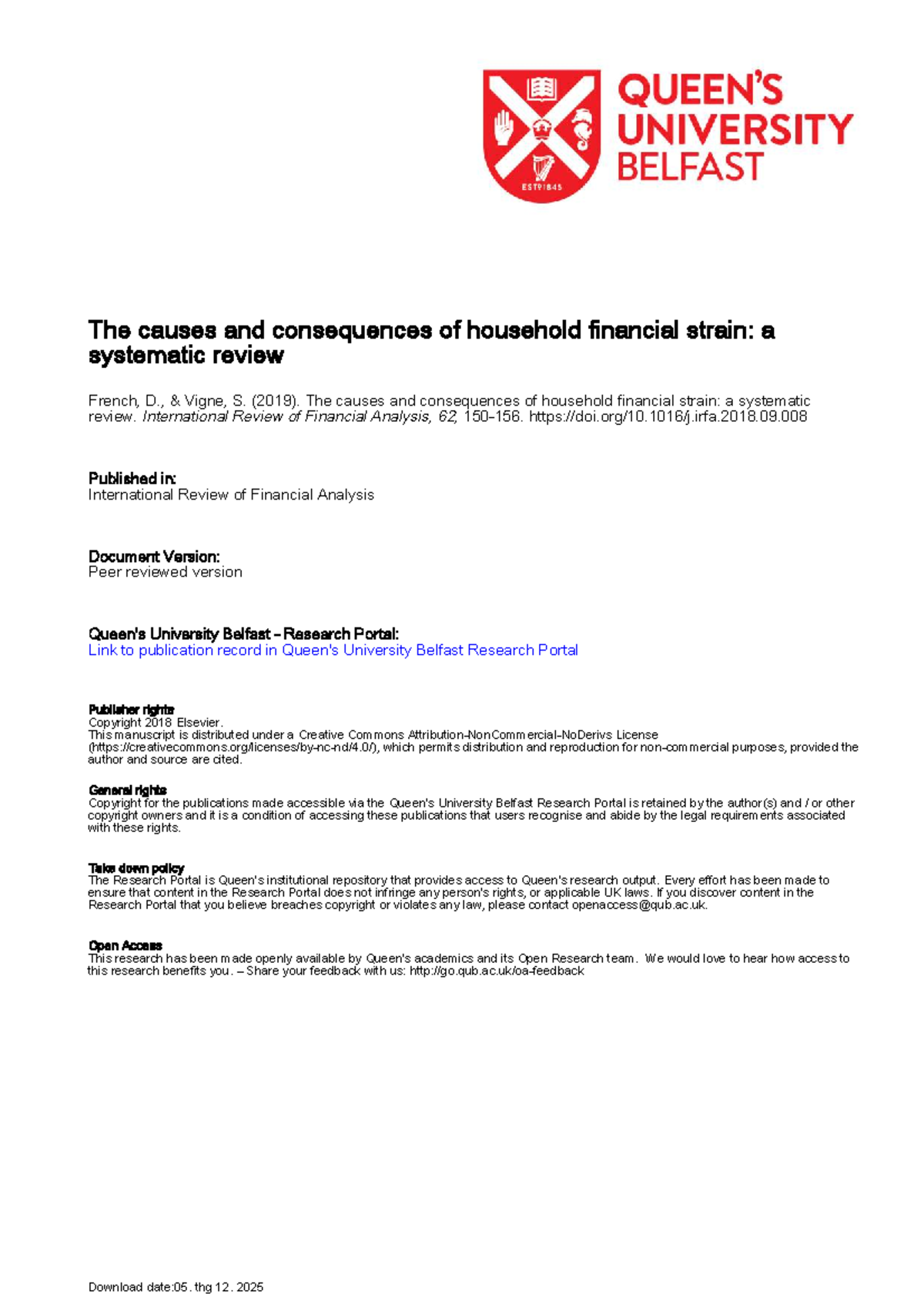 FINANA 1259: Systematic Review of Household Financial Strain Causes ...