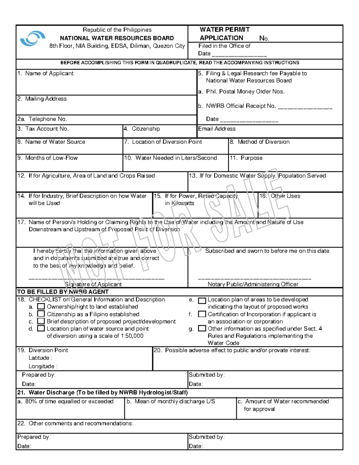 NWRB Water Permit Application Guidelines and Checklist - Studocu