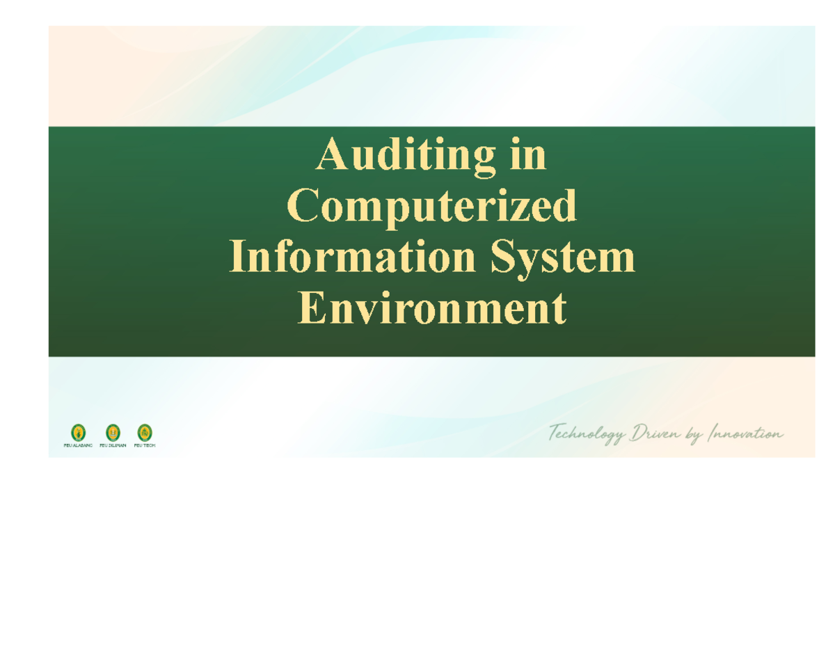 Mttpt 1: Audit Process in Computerized Info Systems - Studocu