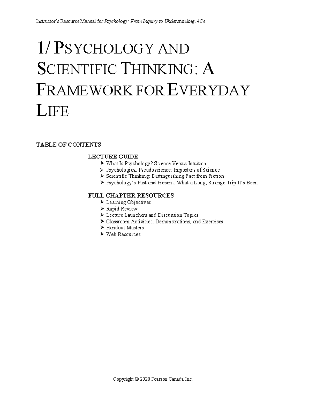Ch. 1 PSYCHOLOGY & Scientific Thinking: An Everyday Framework - Studocu