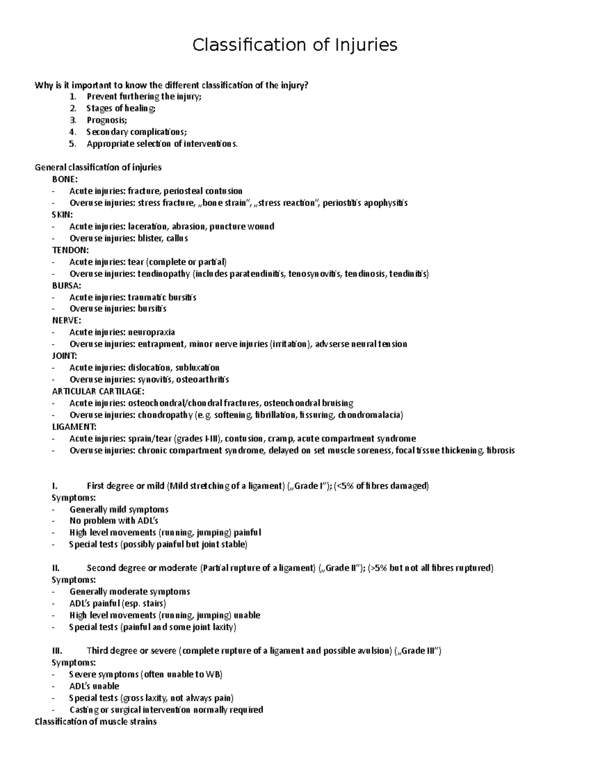 Classification of Injuries: Understanding Grades & Treatment ...
