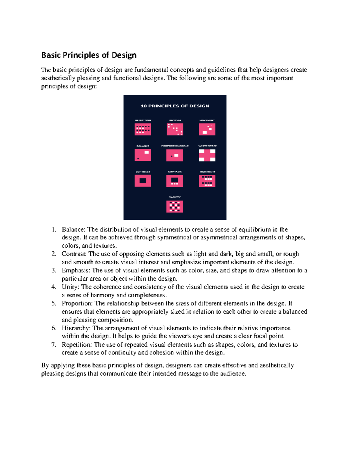 Basic Principles of Design - The following are some of the most ...