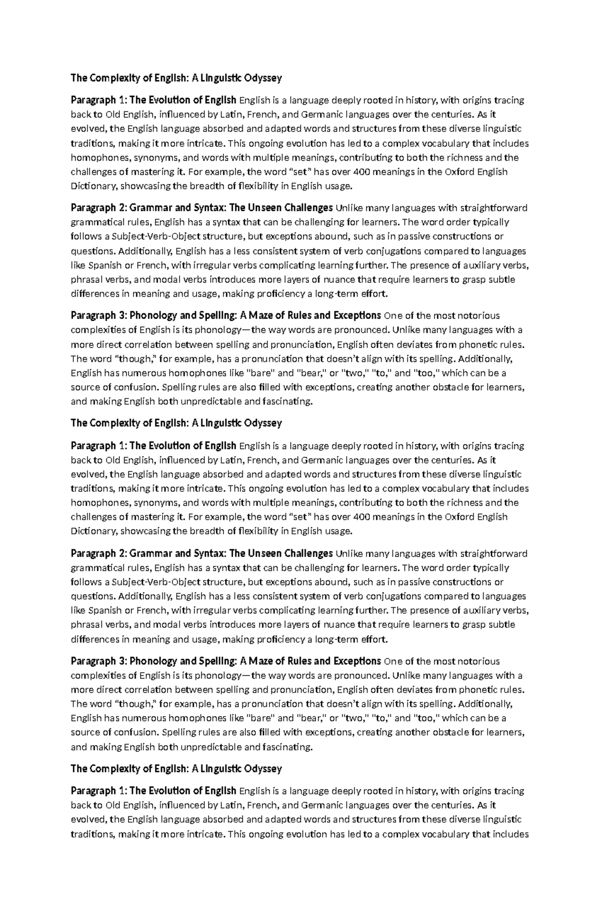 The Complexity of English A Linguistic Odyssey - The Complexity of ...