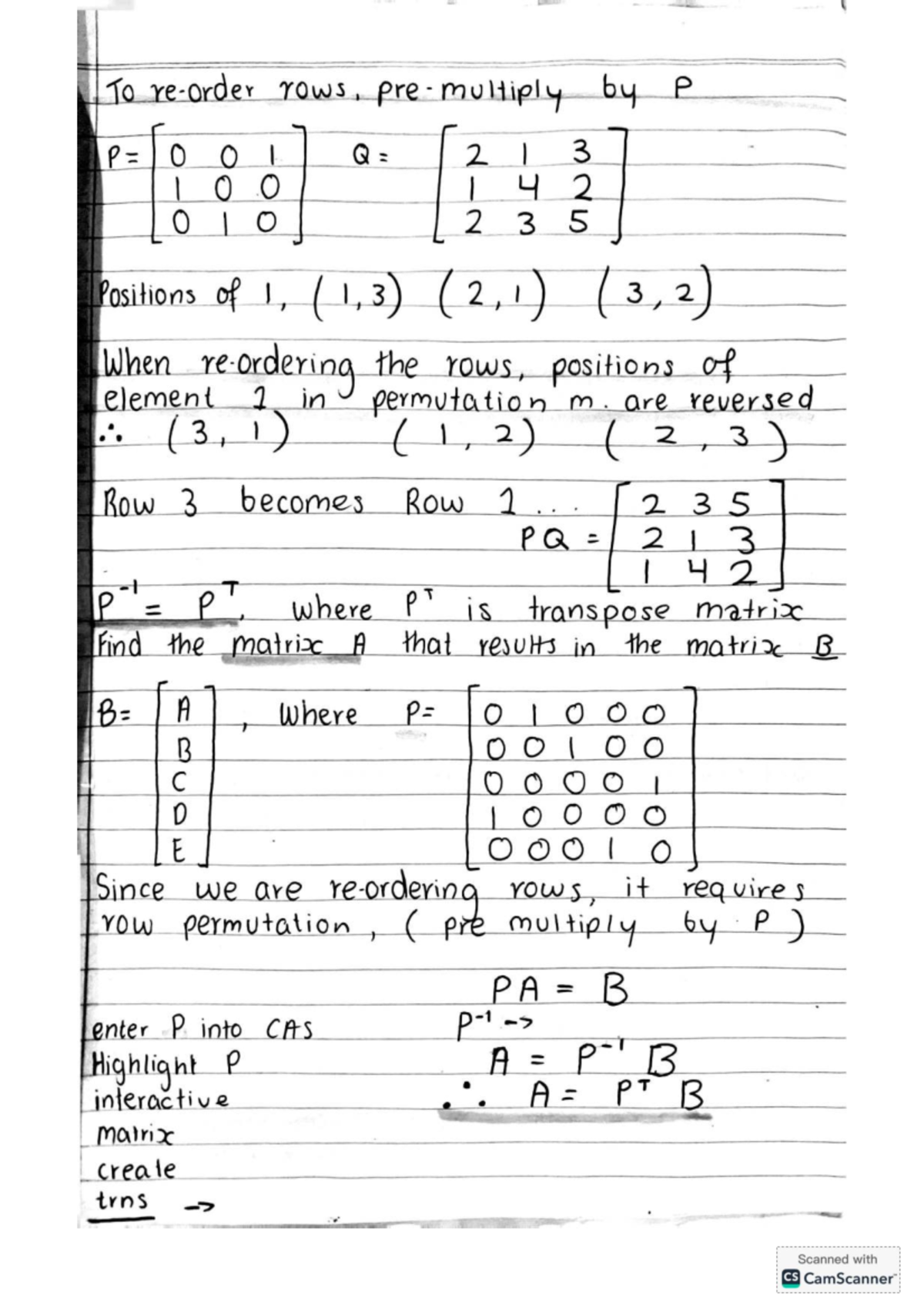 Matrix Row Permutation and Transpose Analysis P 001 - Studocu