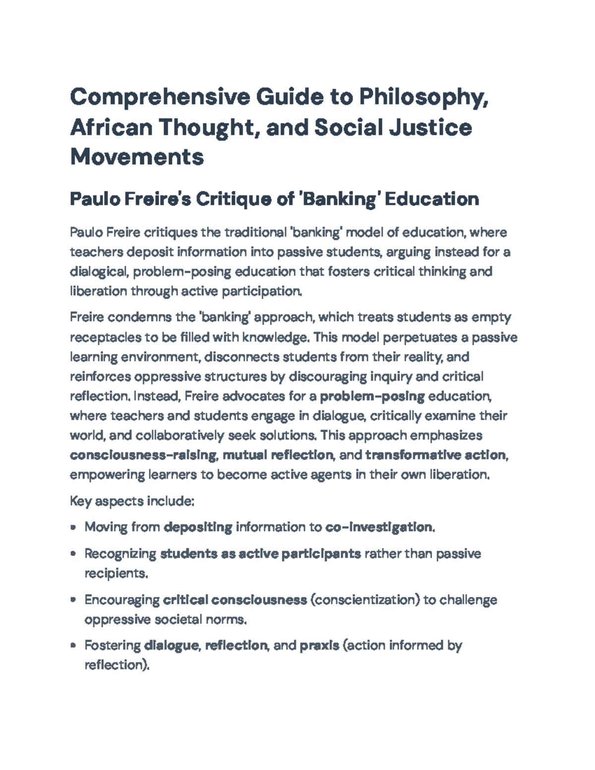Comprehensive Overview of Philosophy, African Thought, and Social ...