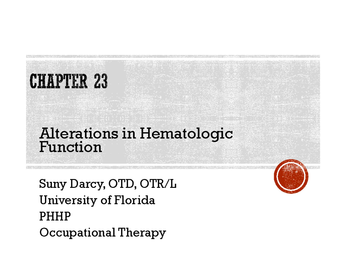 Chapter 23: Hematologic Function Alterations - Anemia & Polycythemia Insights - Studocu