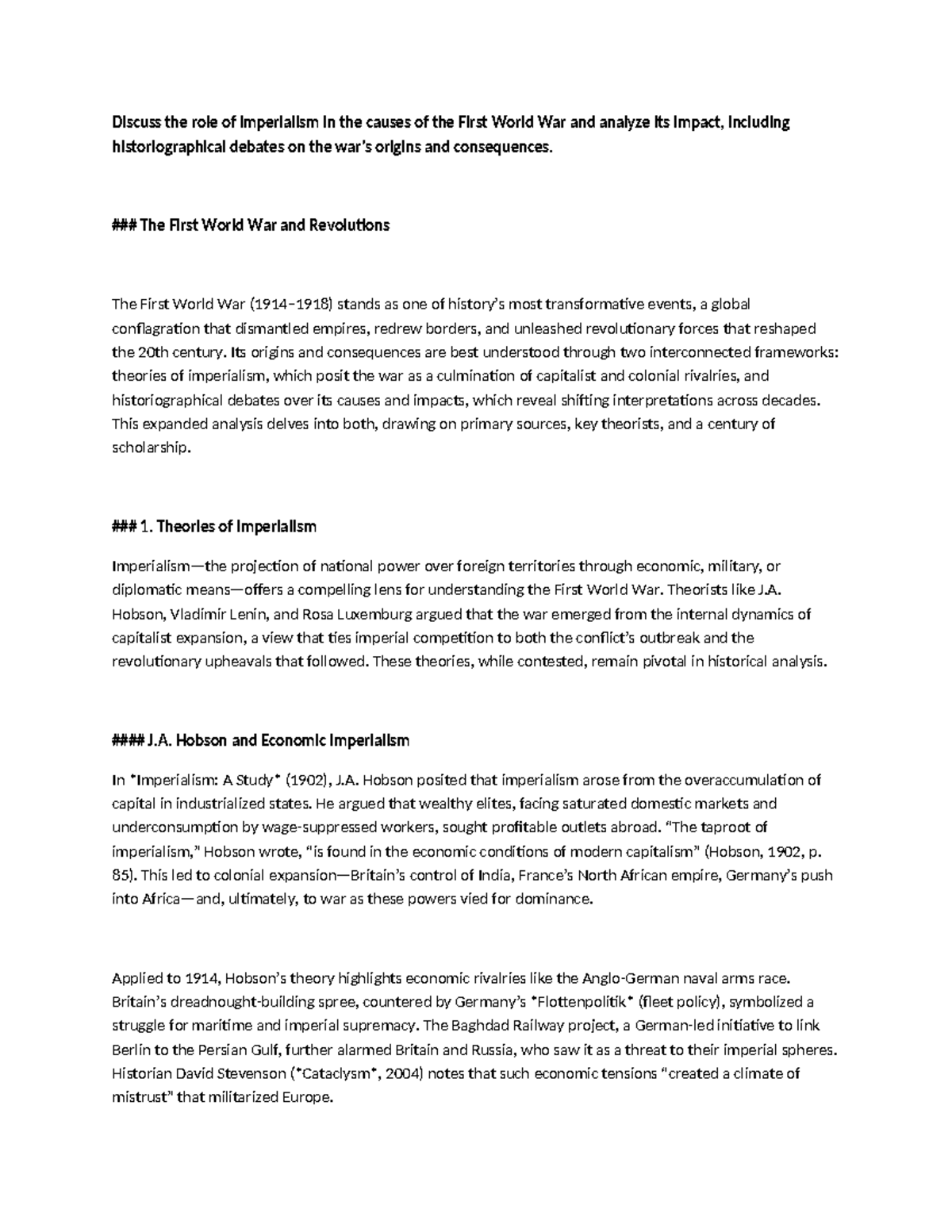 The Role of Imperialism in WWI Causes & Its Historical Impact Analysis ...